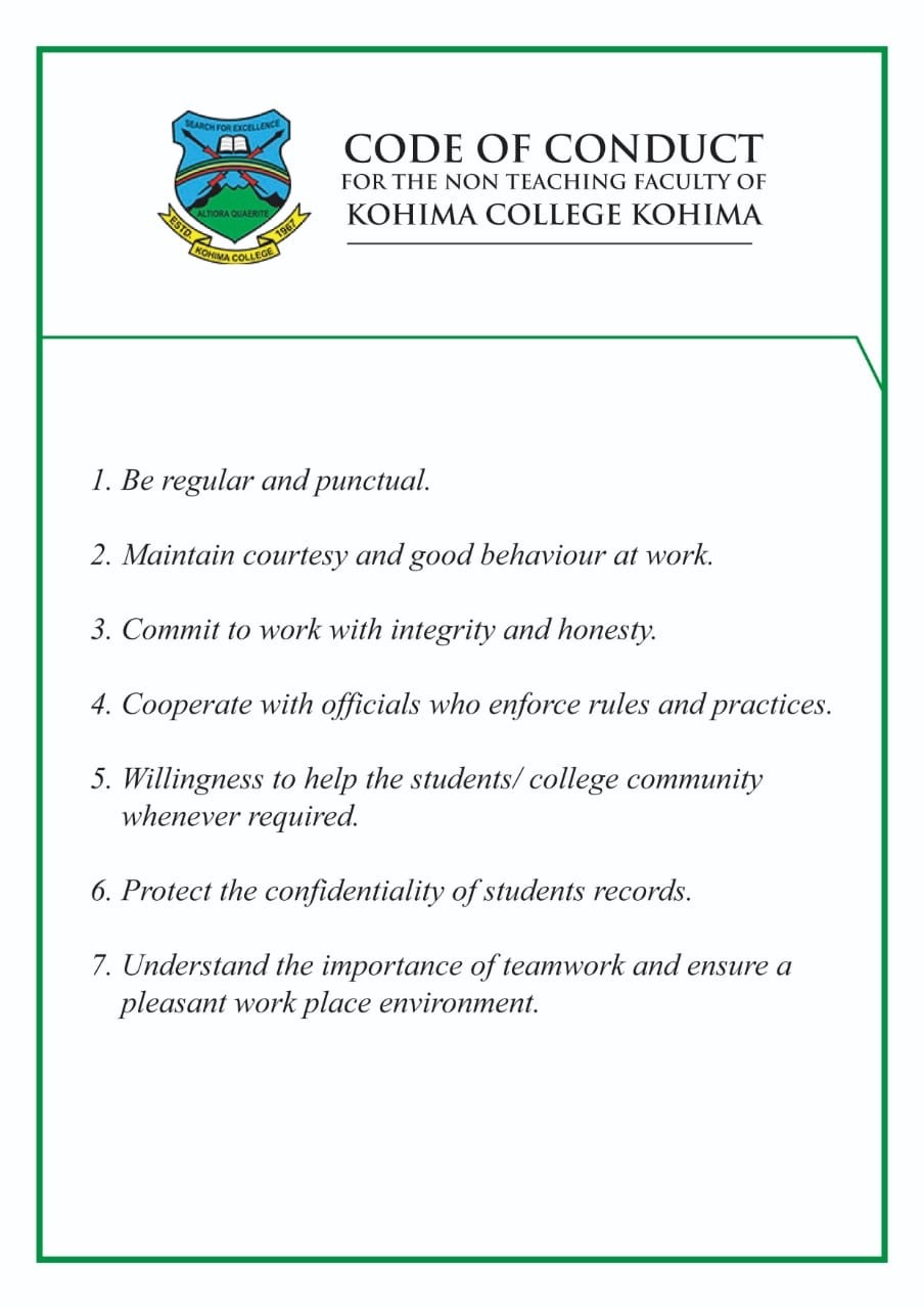Code of Conduct for Teaching & Non Teaching Faculty of KCK - Kohima College