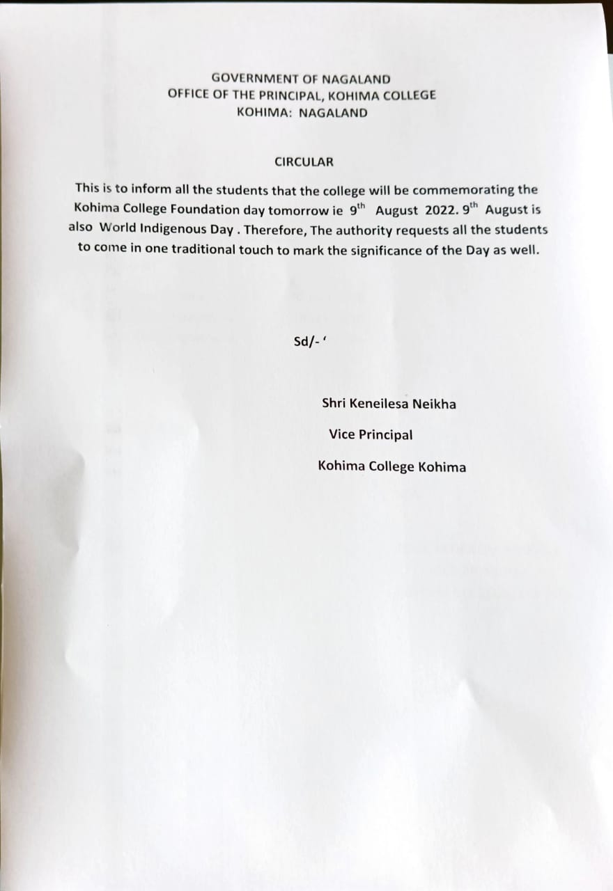 CIRCULAR - Kohima College