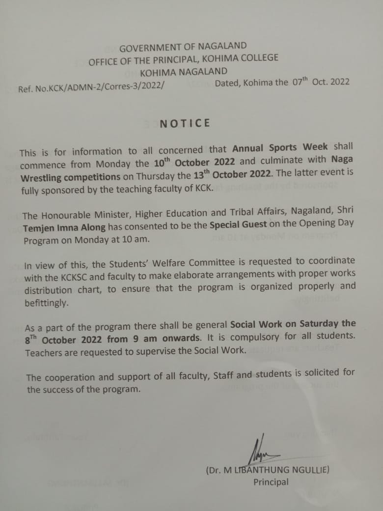 Notice | Kohima College