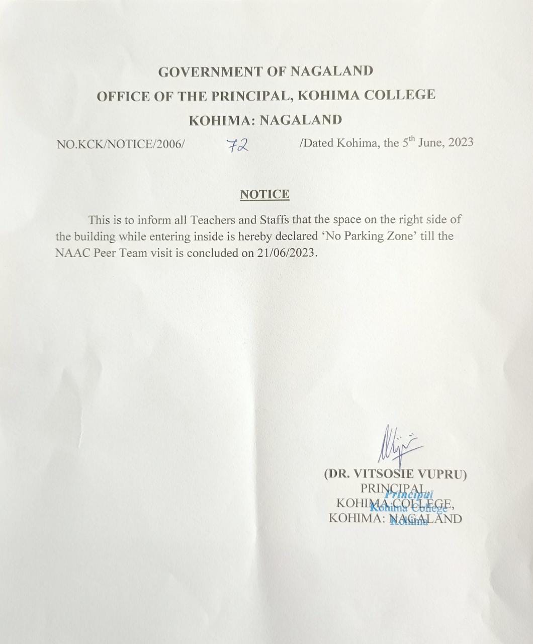 NOTICE - Kohima College