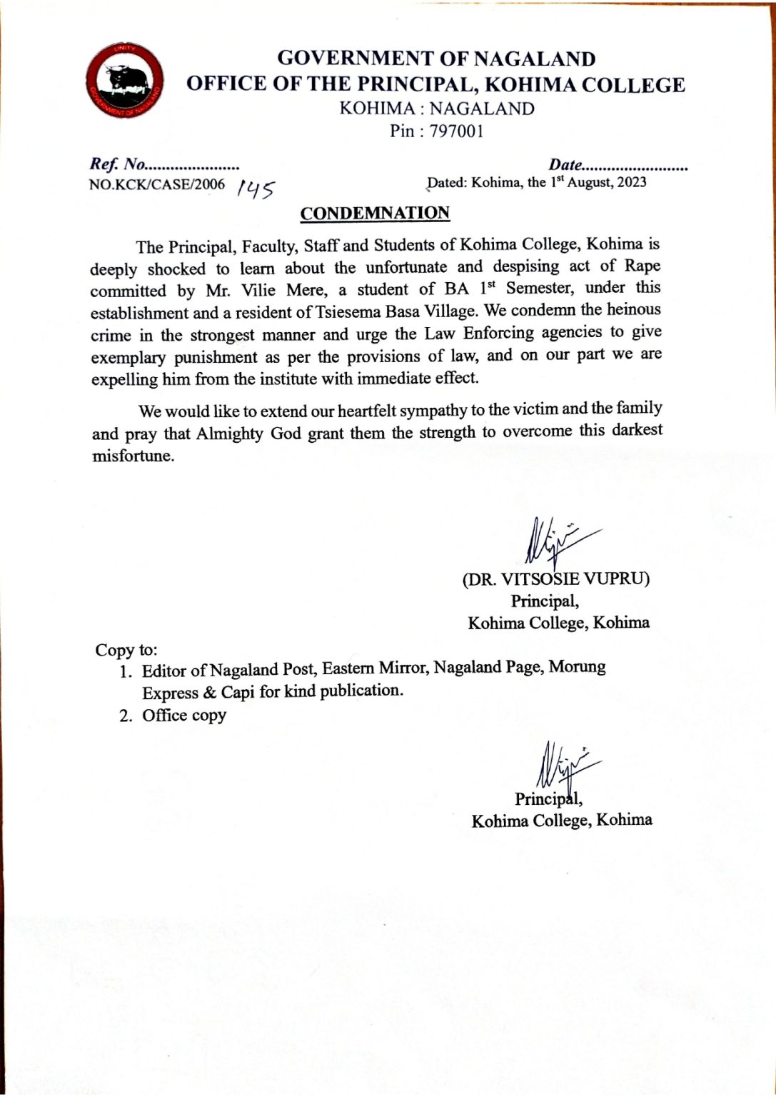 CONDEMNATION - Kohima College