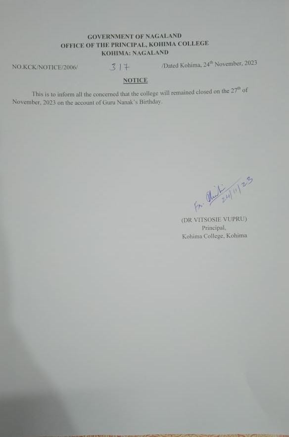 Notice - Kohima College